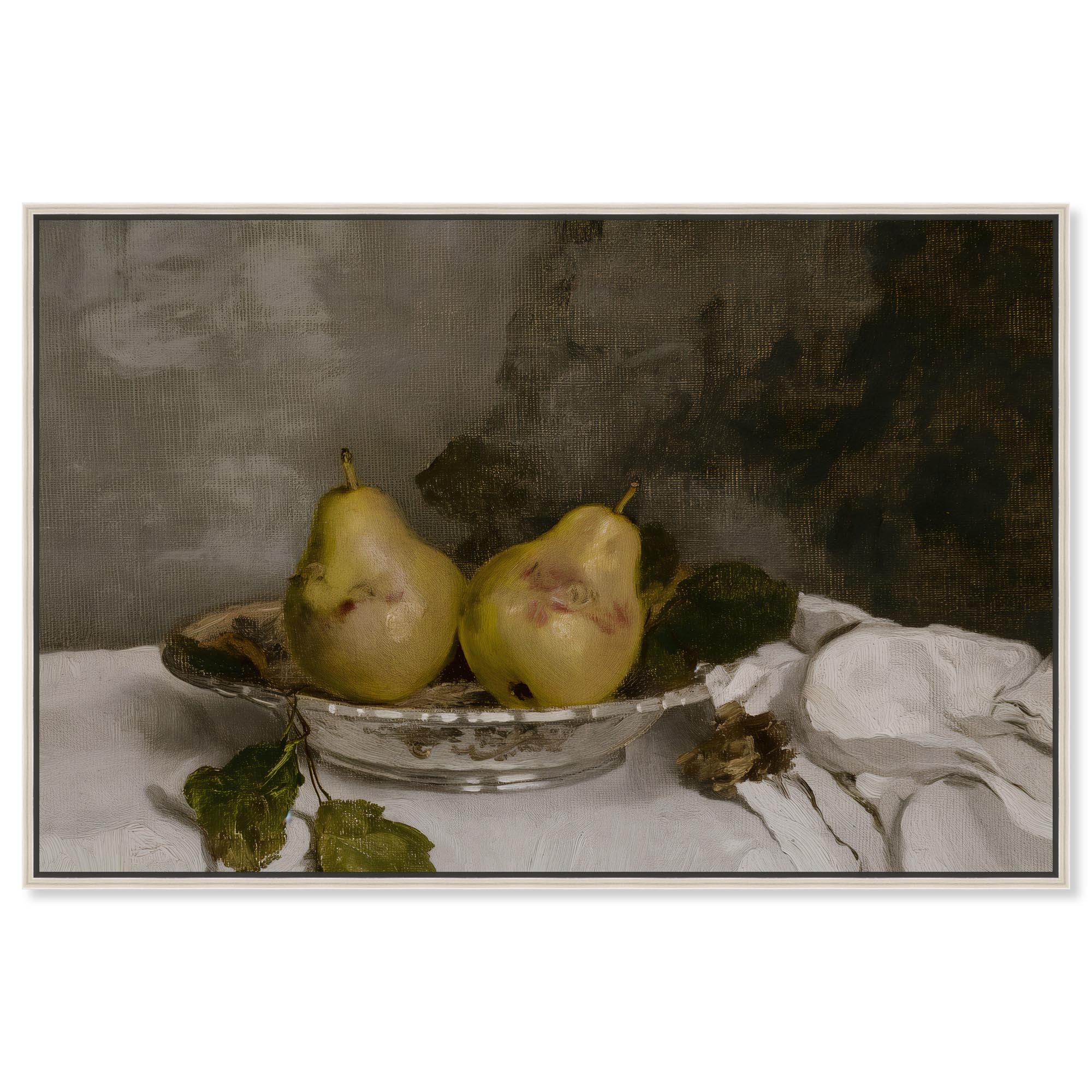Two Pears in a Silver Bowl Canvas Classic Landscape by Art Remedy ...
