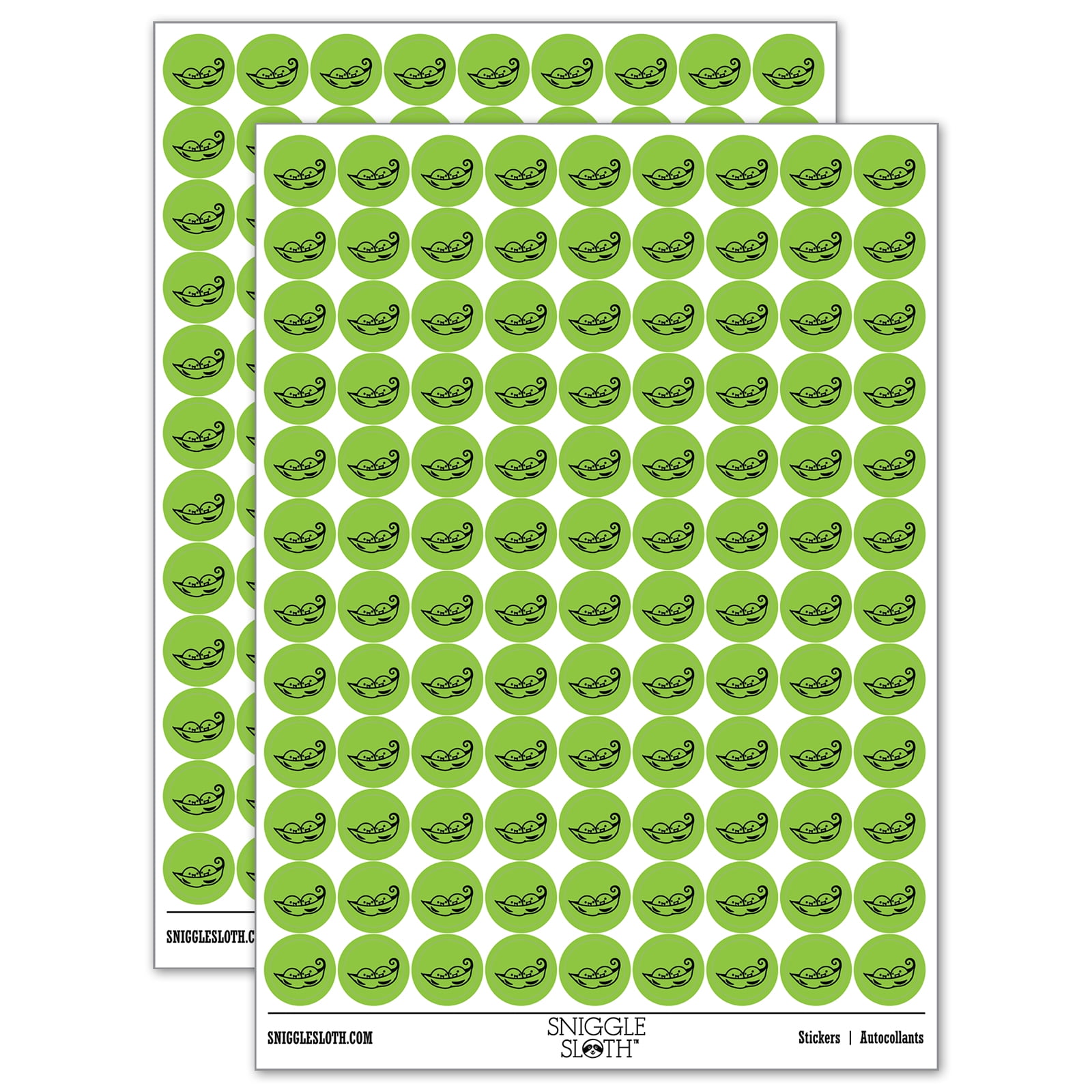 Two Peas in a Pod 200+ Round Stickers - Light Green - Matte Finish - 0. ...
