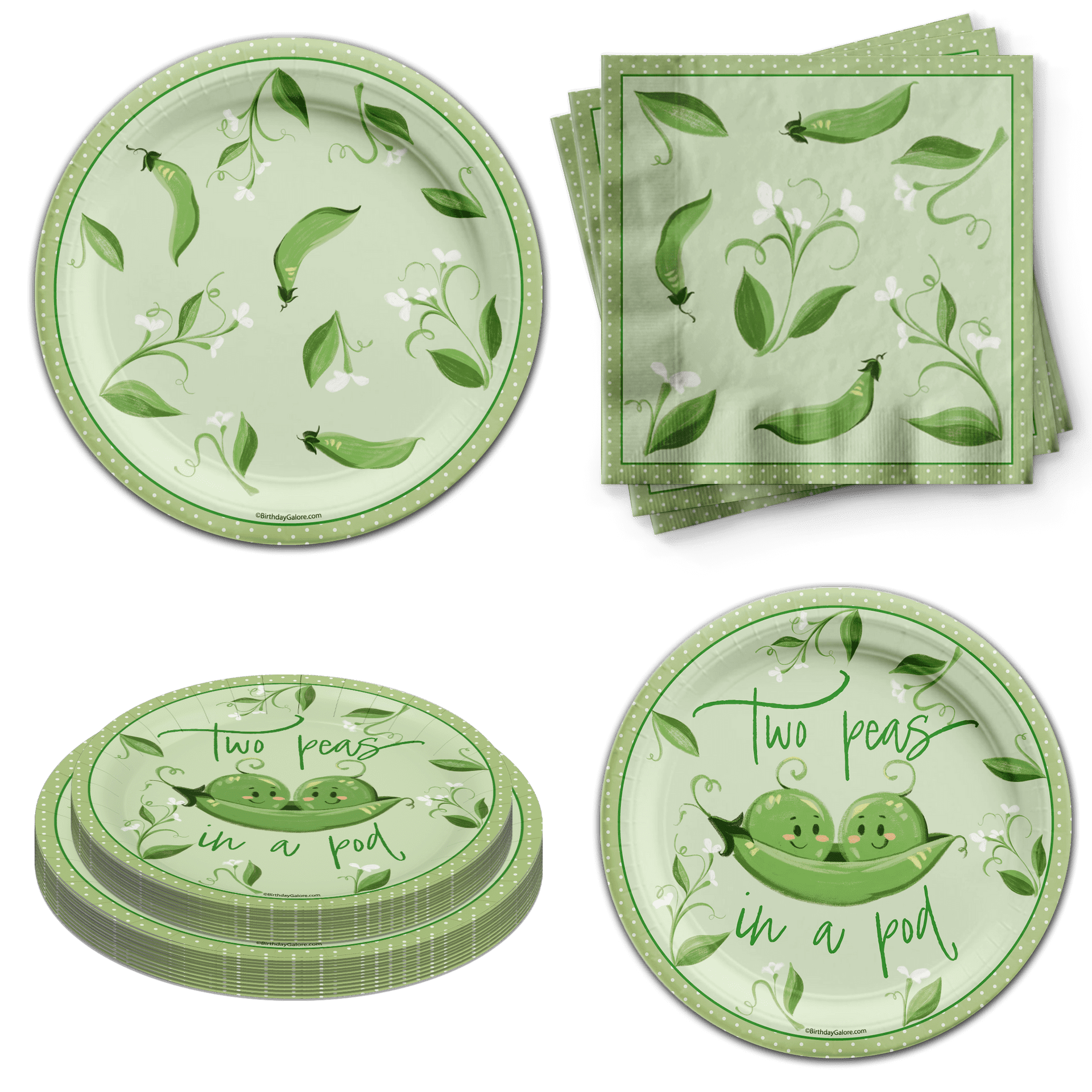 Two Peas in a Pod Twins Baby Shower Party Tableware Set Includes Plates ...
