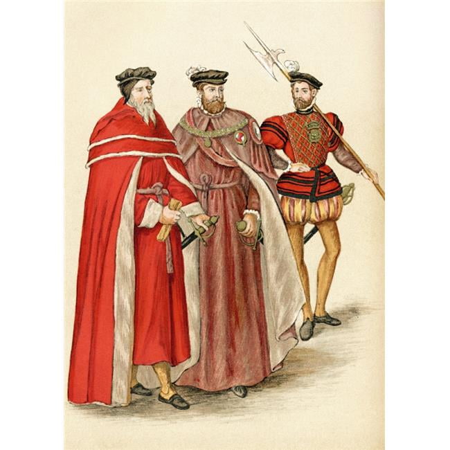 Two Peers In Their Robes - & A Halberdier During The Elizabethan Era ...