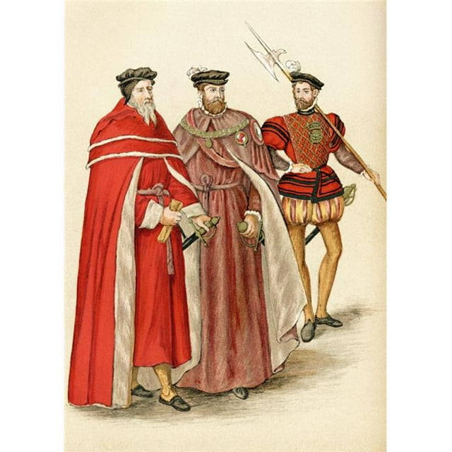 Two Peers In Their Robes - & A Halberdier During The Elizabethan Era ...