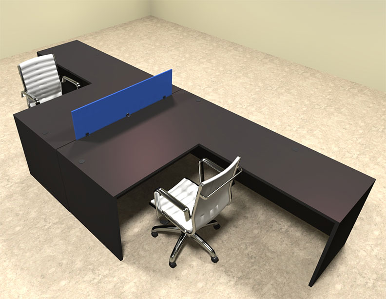 Two Person Blue Divider Office Workstation Desk Set, #OT-SUL-FPB28 ...