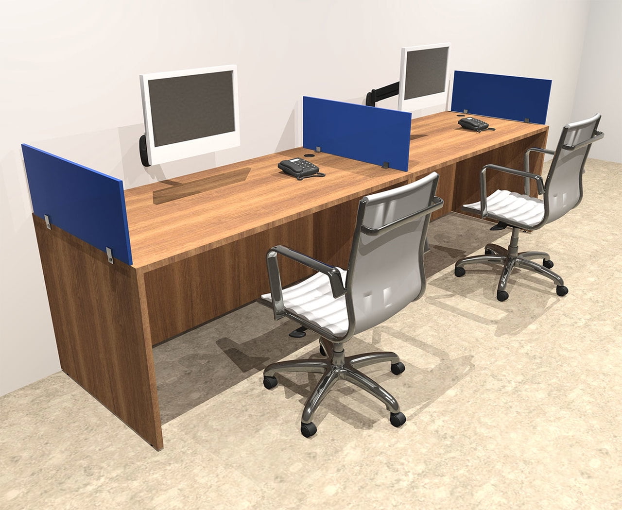 Two Person Blue Divider Office Workstation Desk Set, #OT-SUL-SPB1 ...