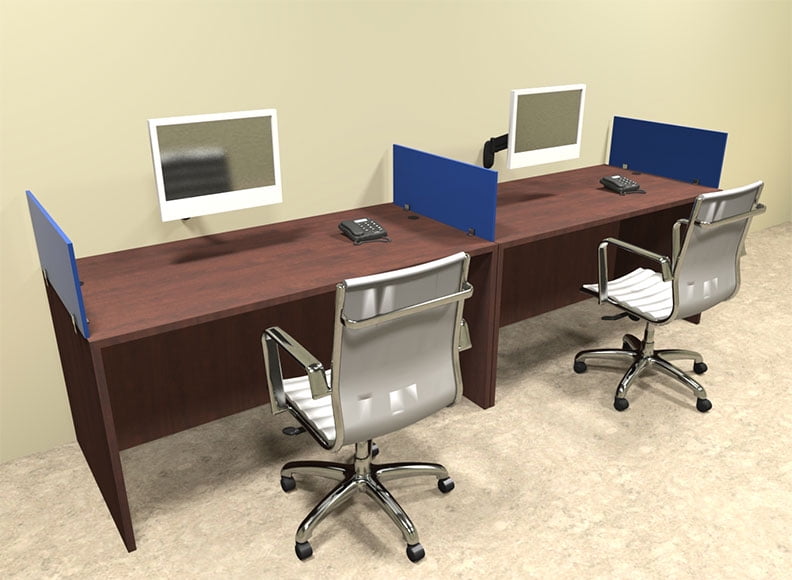 Two Person Blue Divider Office Workstation Desk Set, #OT-SUL-SPB2 ...