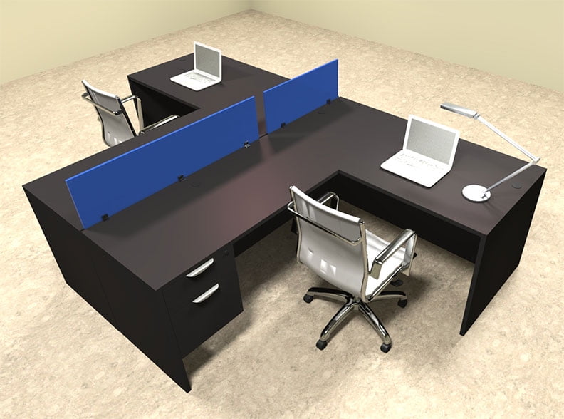 Two Person Blue Divider Office Workstation Desk Set, #OT-SUL-SPB56 ...