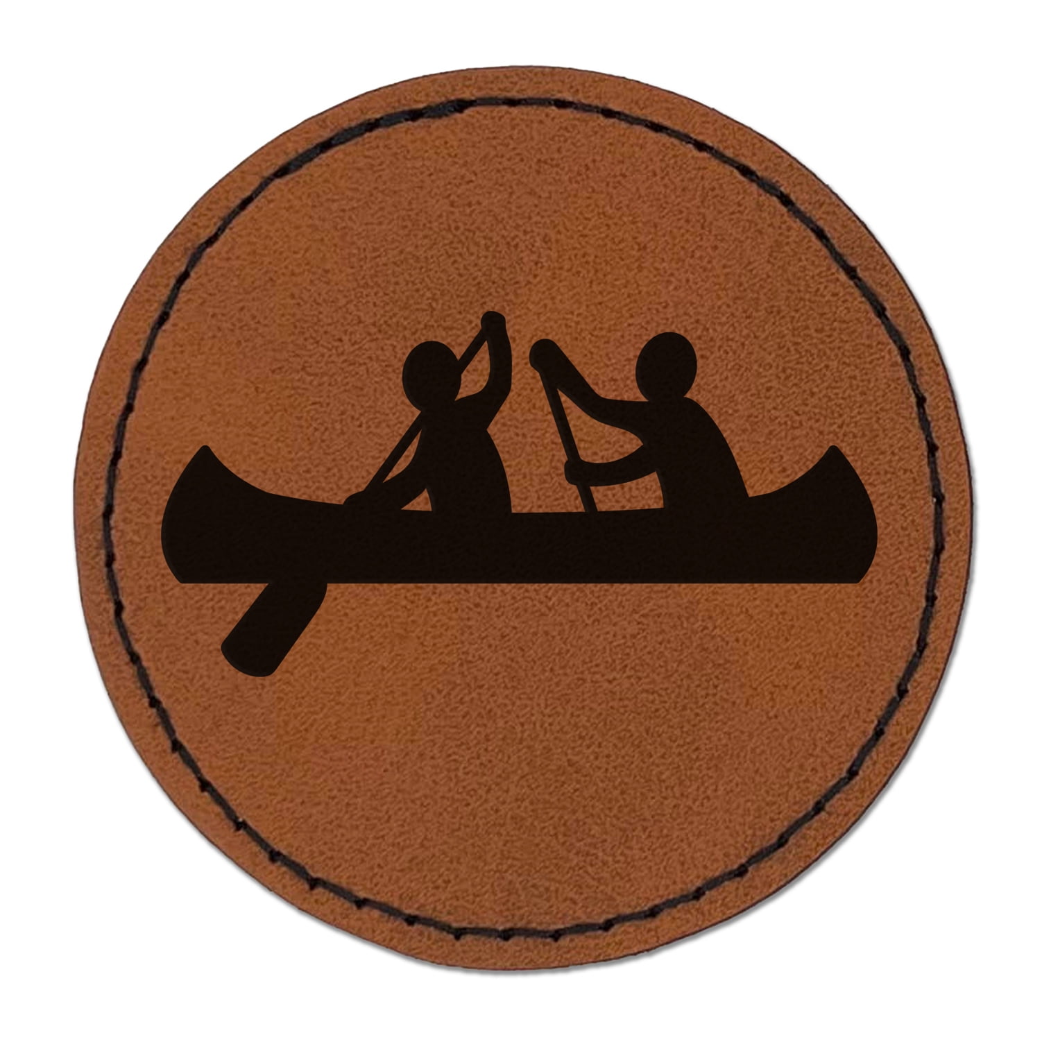 Two Person Canoe Team Water Boat with Paddle 2.5" Faux Leather Round ...