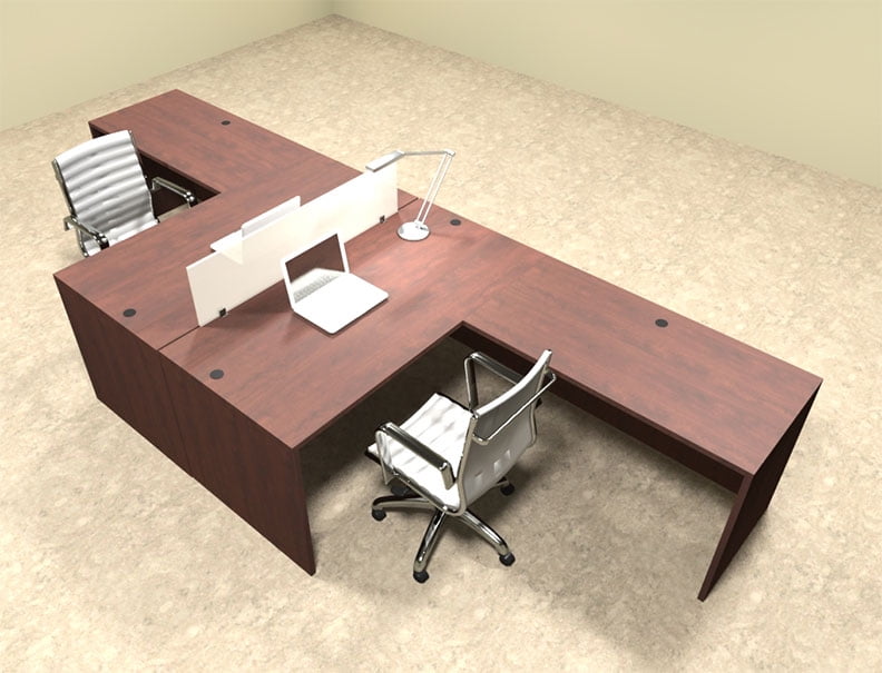 Two Person L Shaped Divider Office Workstation Desk Set, #OT-SUL-FP26 ...