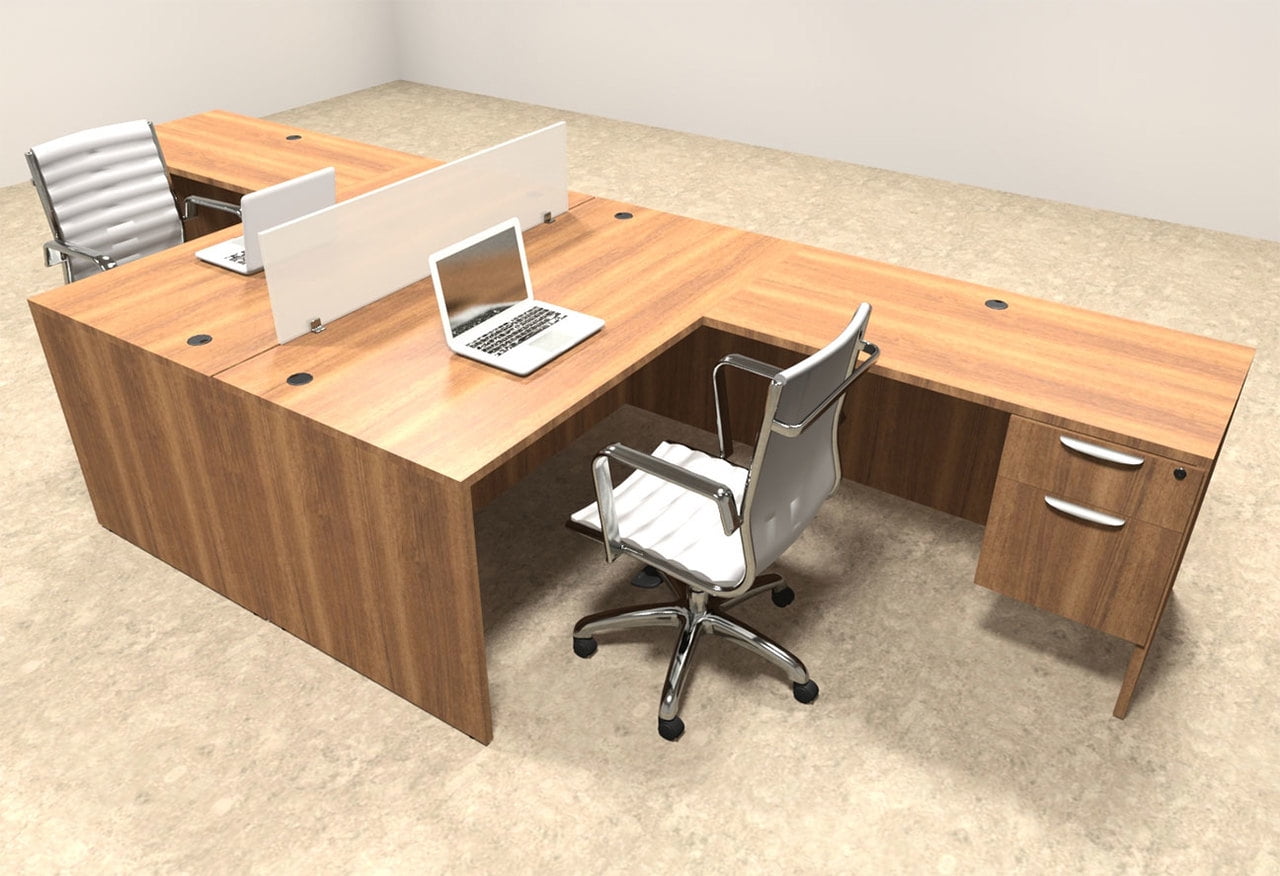 Two Person L Shaped Divider Office Workstation Desk Set, #OT-SUL-FP37 ...