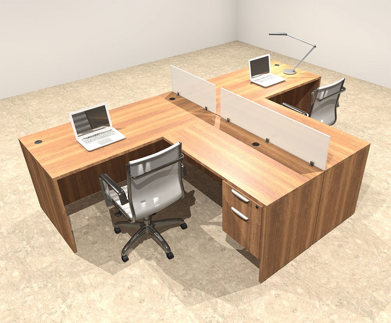 Two Person L Shaped Divider Office Workstation Desk Set, #OT-SUL-SP53 ...