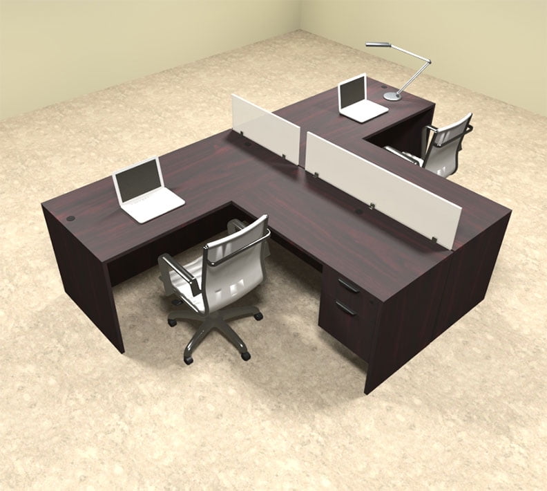 Two Person L Shaped Divider Office Workstation Desk Set, #OT-SUL-SP55 ...