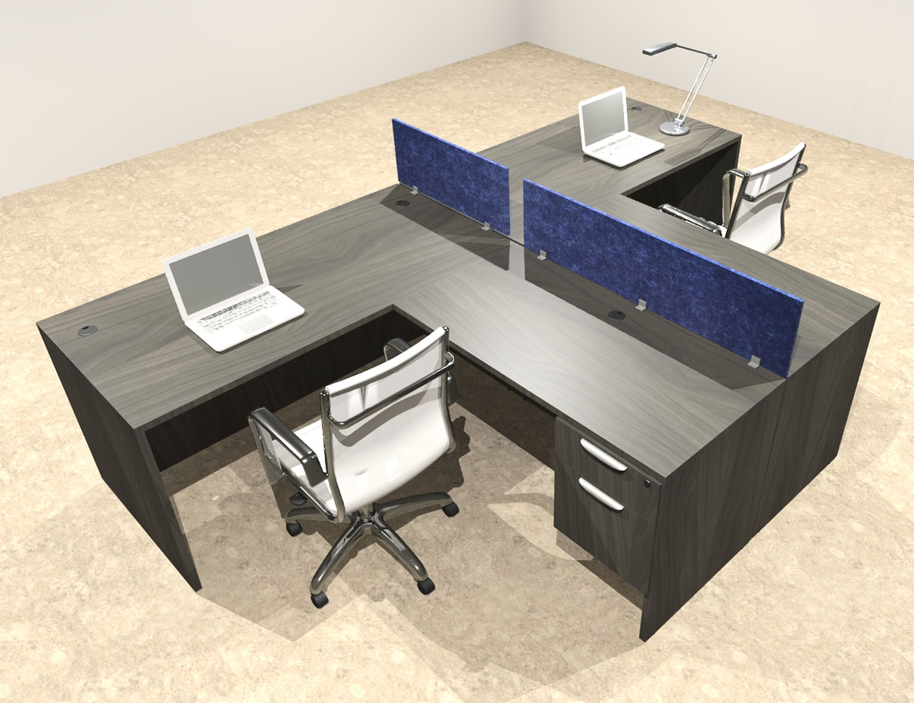 Two Person Modern Accoustic Divider Office Workstation Desk Set, #OT-SUL-SPRB78 - Walmart.com