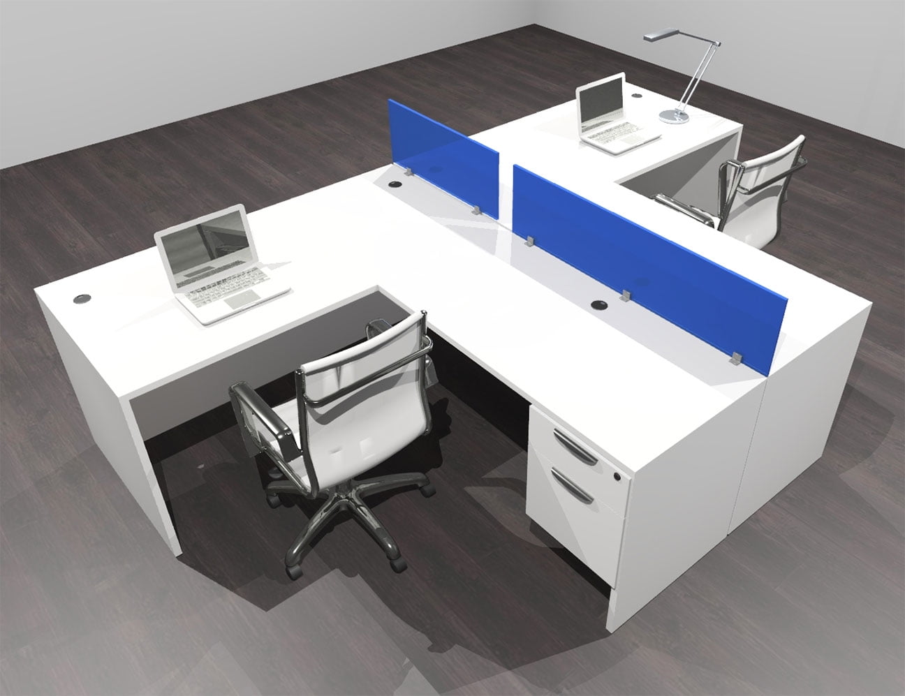 Two Person Modern Acrylic Divider Office Workstation Desk Set, #OF-CPN ...