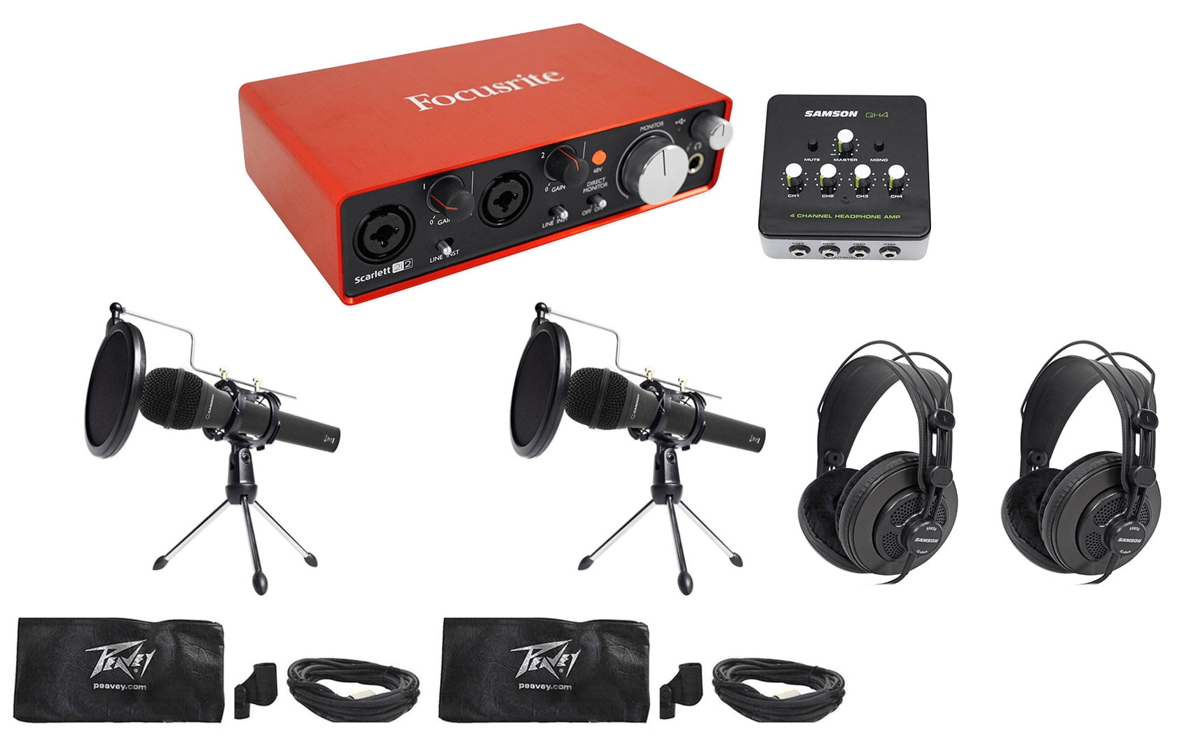 Two Person Podcast Podcasting Package w/Interface+Peavey Mics+Samson ...