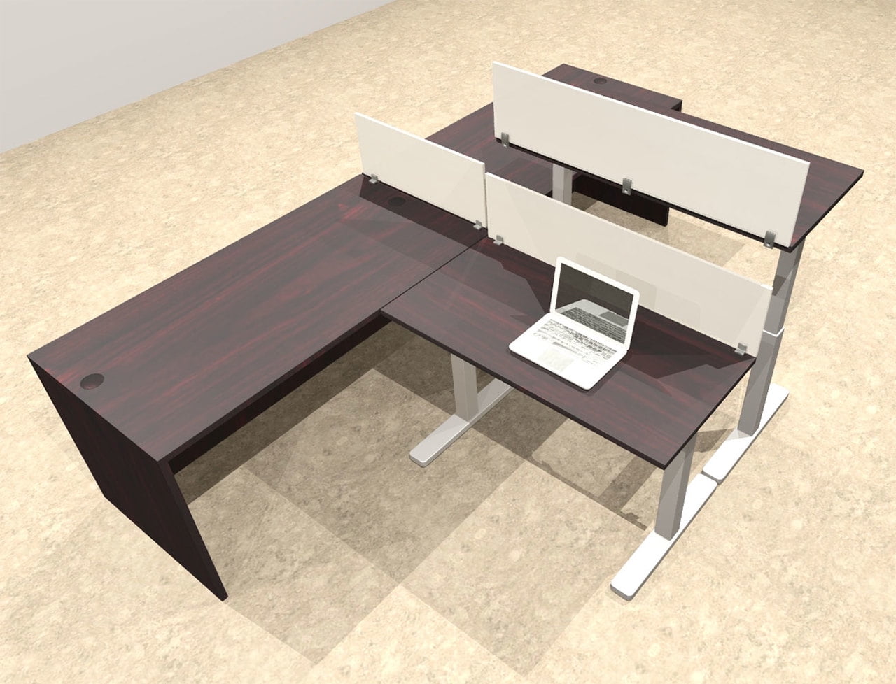 Two Persons Modern Power Height Adjustable Leg Divider Workstation, #OT ...