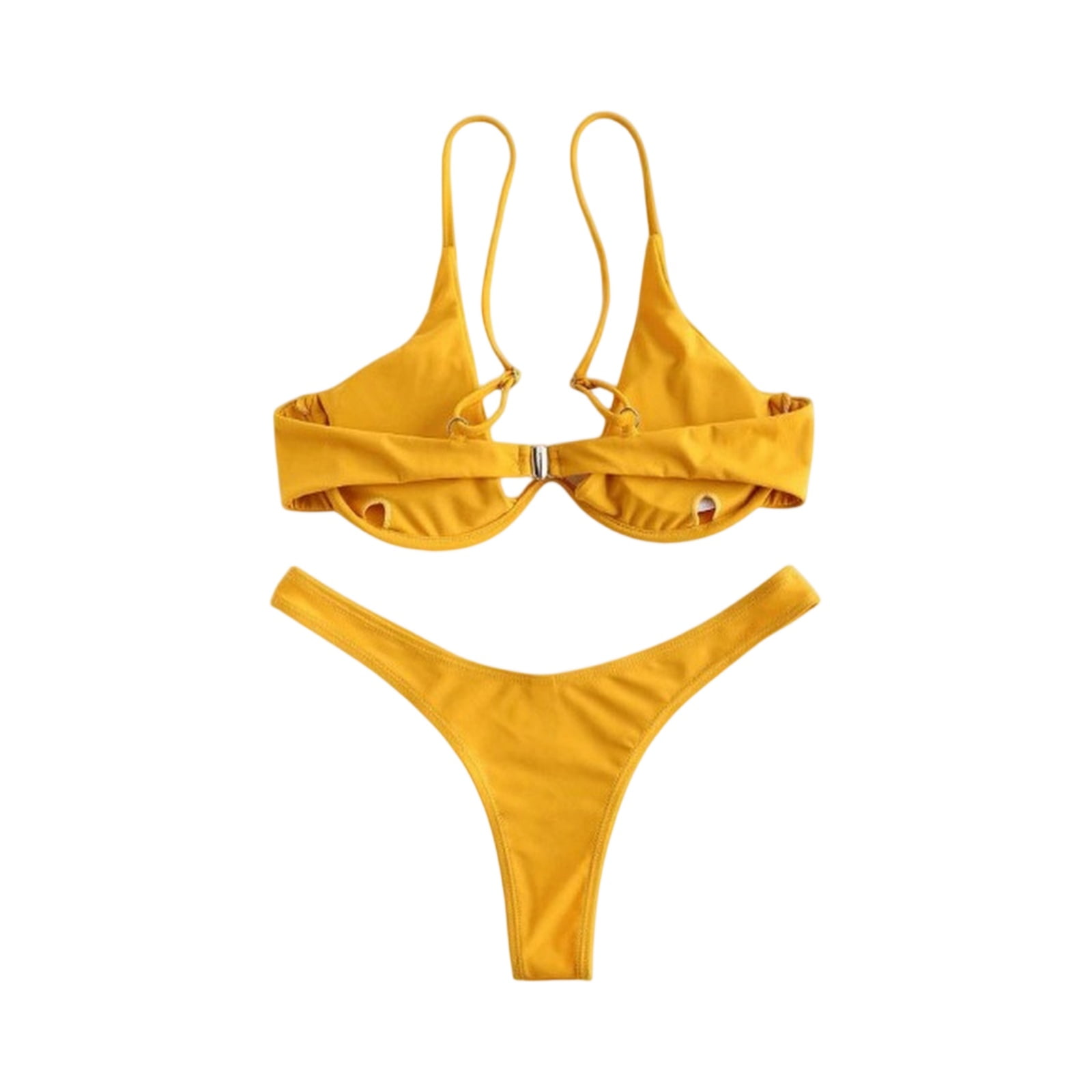 Two Piece Bikini Set for Women Adjustable Triangle Top with Back Clasp ...