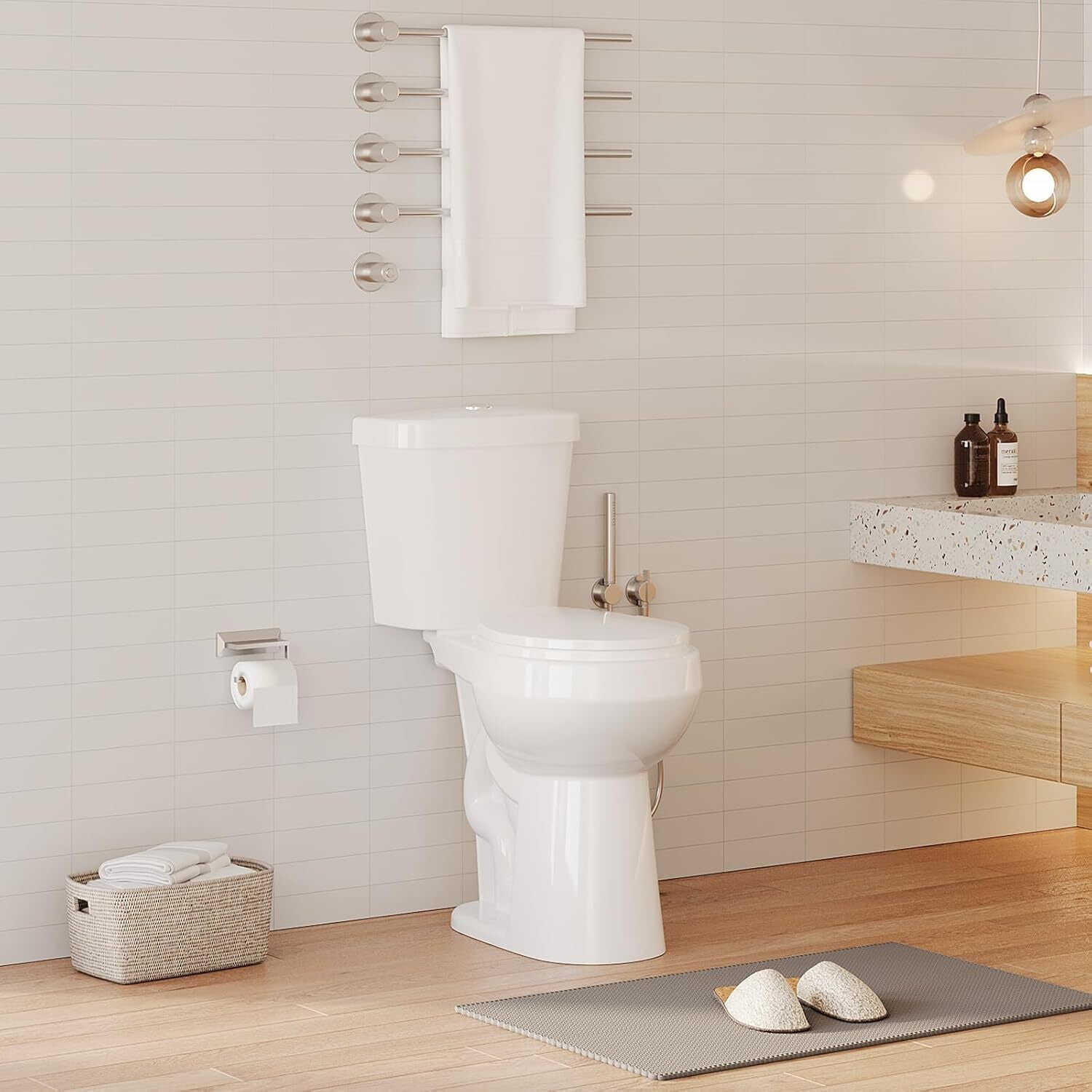 Two-Piece Elongated Toilet - 19" Bowl Height, Standard Seat Included ...