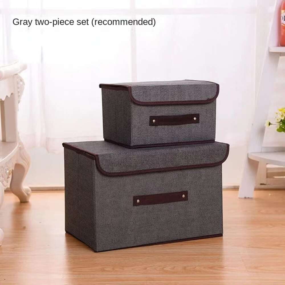 Two Piece Fabric Collapsible Storage Box with Lid and Handle Sundry ...