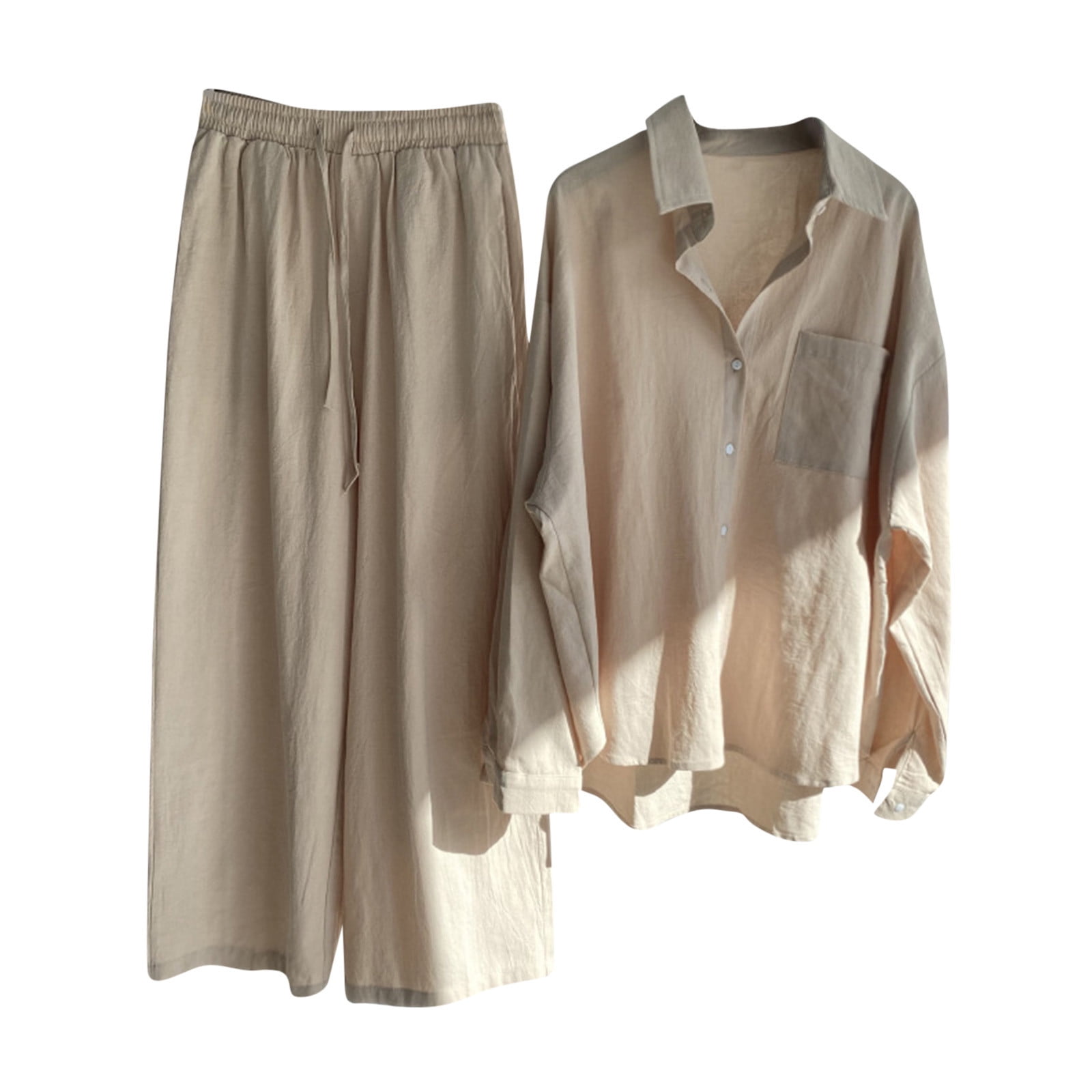 Two Piece Linen Outfits for Women Summer Cotton Linen Sets for Women 2 ...
