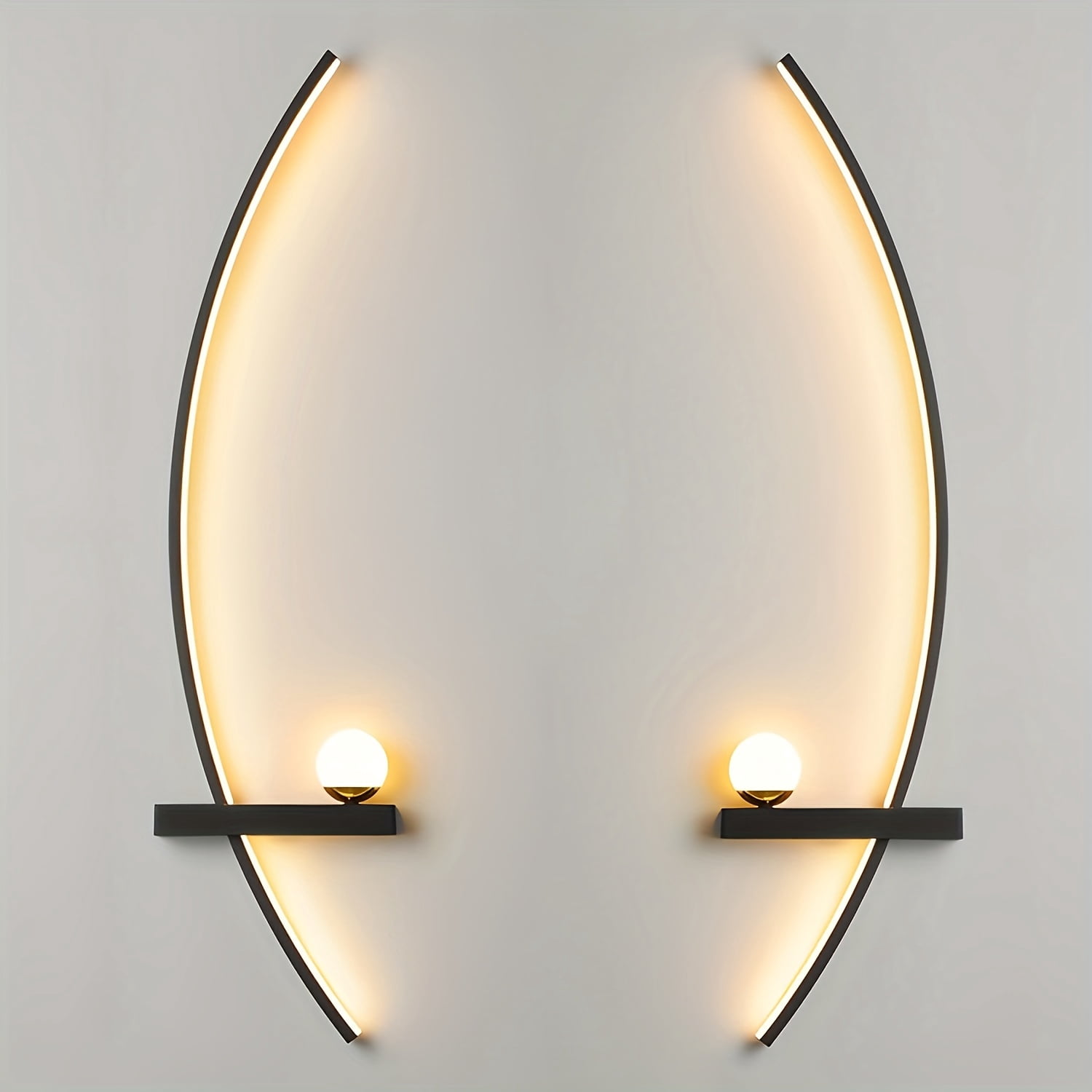 Two-Piece Modern Dimmable Arc Wall Sconces with Three Color Temperature ...