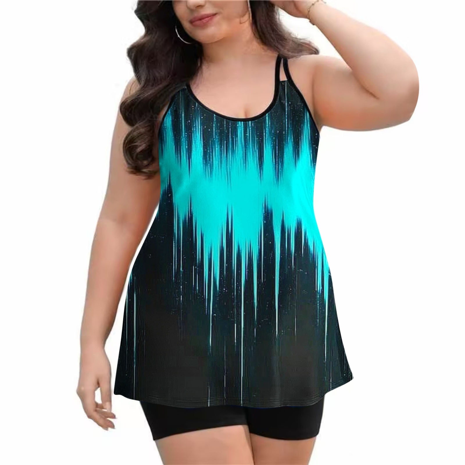 Two Piece Modest Bathing Suits Womens Blouson Tankini Swimsuits Flowy ...