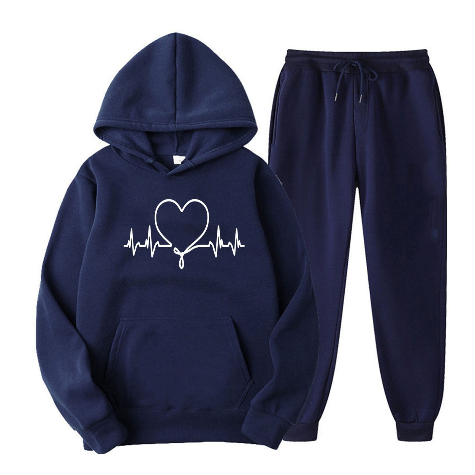 Two Piece Outfits Sweatsuits for Women Cute Hearts Printed Fleece ...