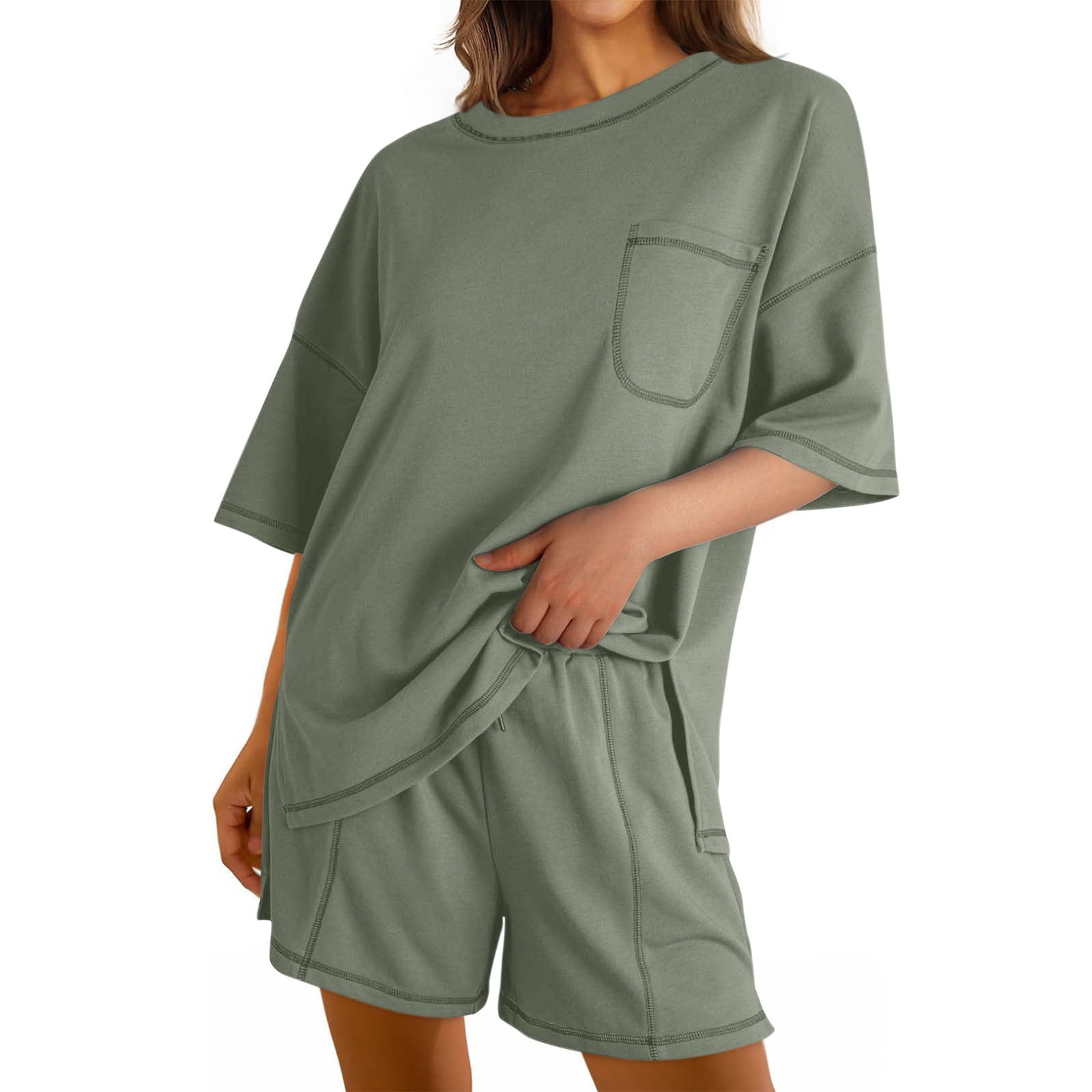 Two Piece Plus Size Sets for Women Oversized Tee Shirts and Plus Size ...