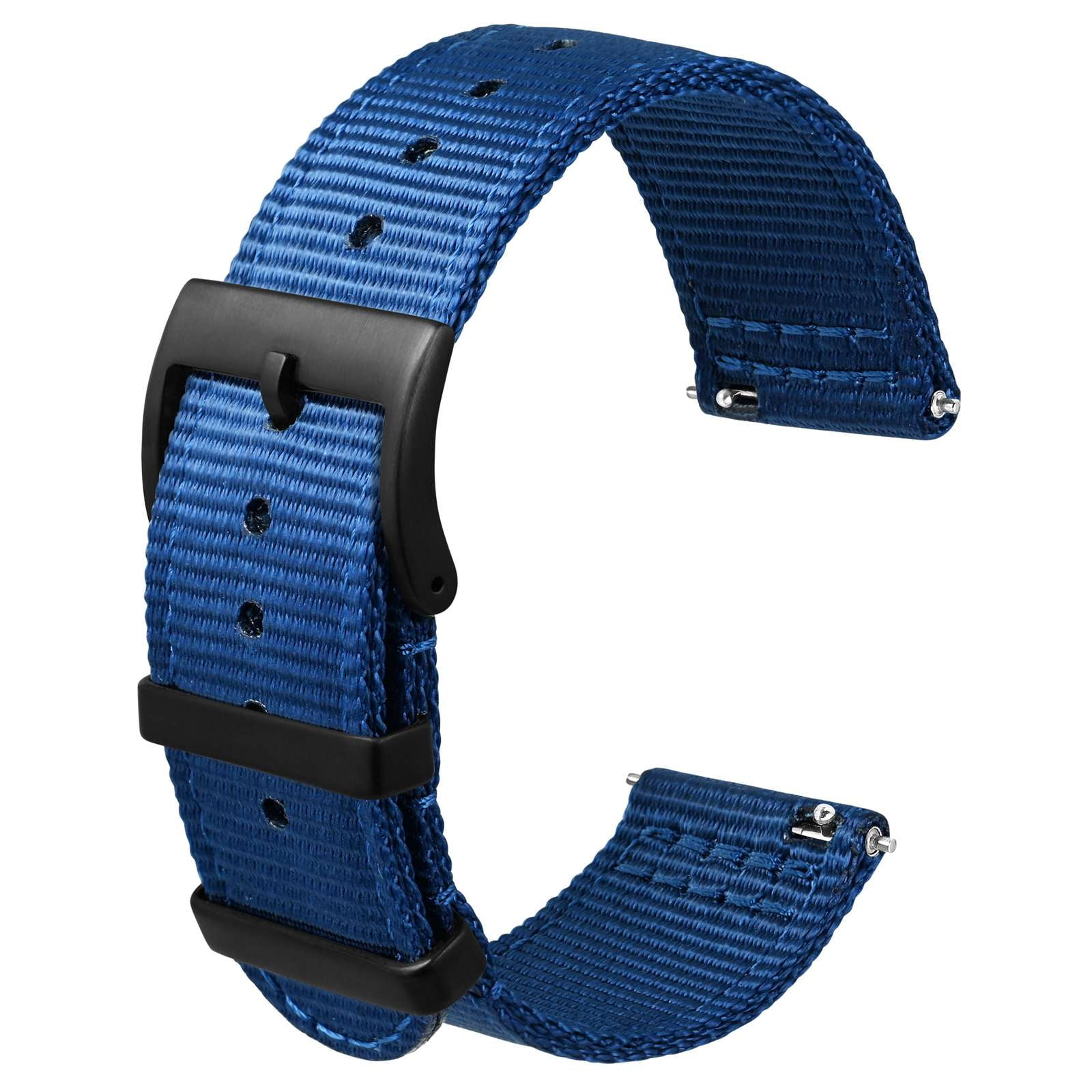 Two-Piece Quick Release Nylon Watch Strap with Metal Loop,22mm Double ...