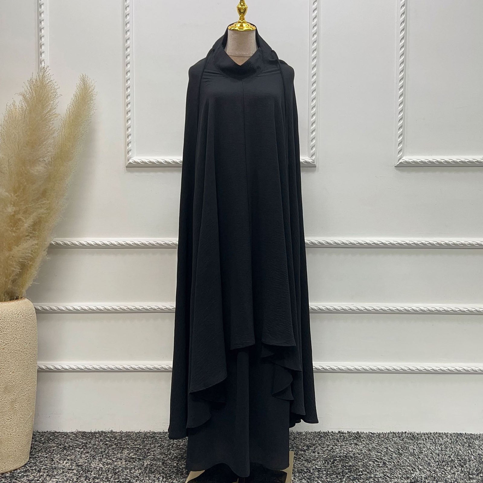 Two Piece Set Of Women's Clothing Middle Arab Solid Color Long Robe ...