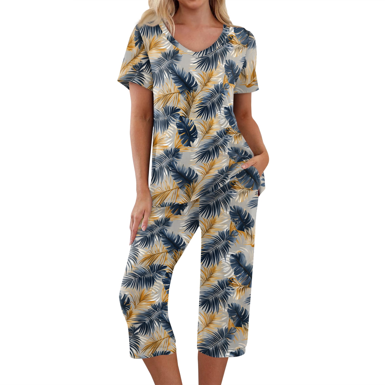 Two Piece Sets for Women Summer Outfits with Hawaiian Style Short ...