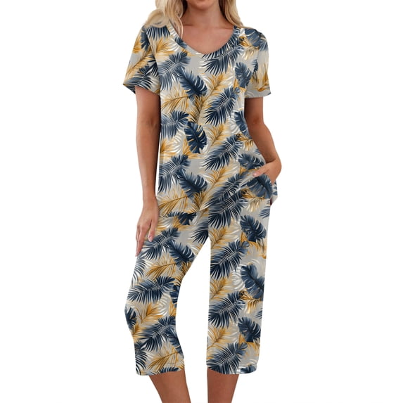 Two Piece Sets for Women Summer Outfits with Hawaiian Style Short ...