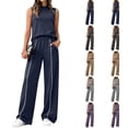 Two Piece Sets for Women Summer Lounge Sets Mock Neck Sleeveless Tops ...