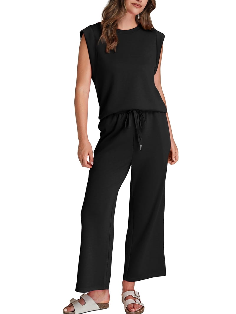 Two Piece Sets for Women Summer Vacation Outfits Cap Sleeve Tops Lounge ...