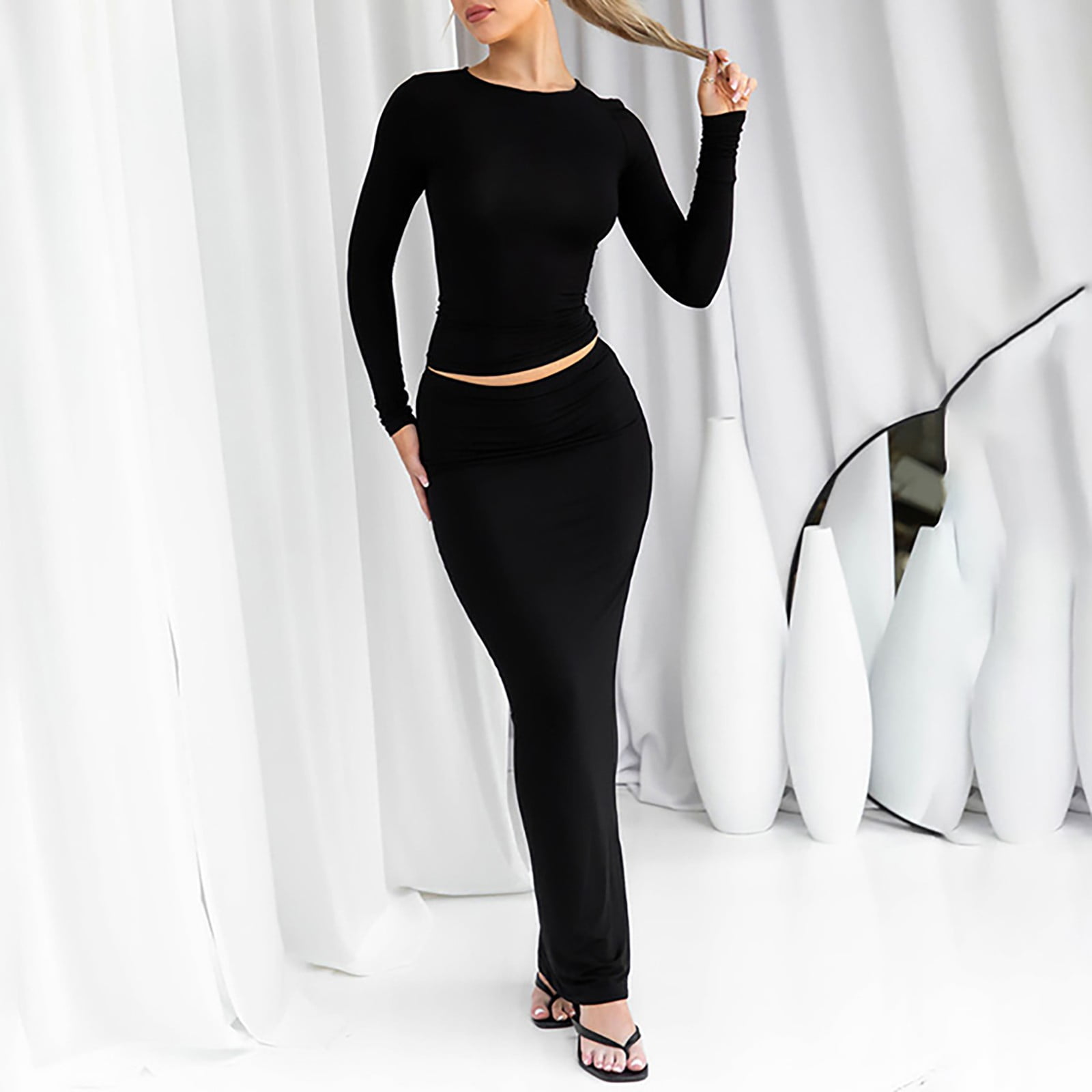 Two Piece Skirt Outfits for Women Sleeveless Tube Tops Bodycon Sexy ...