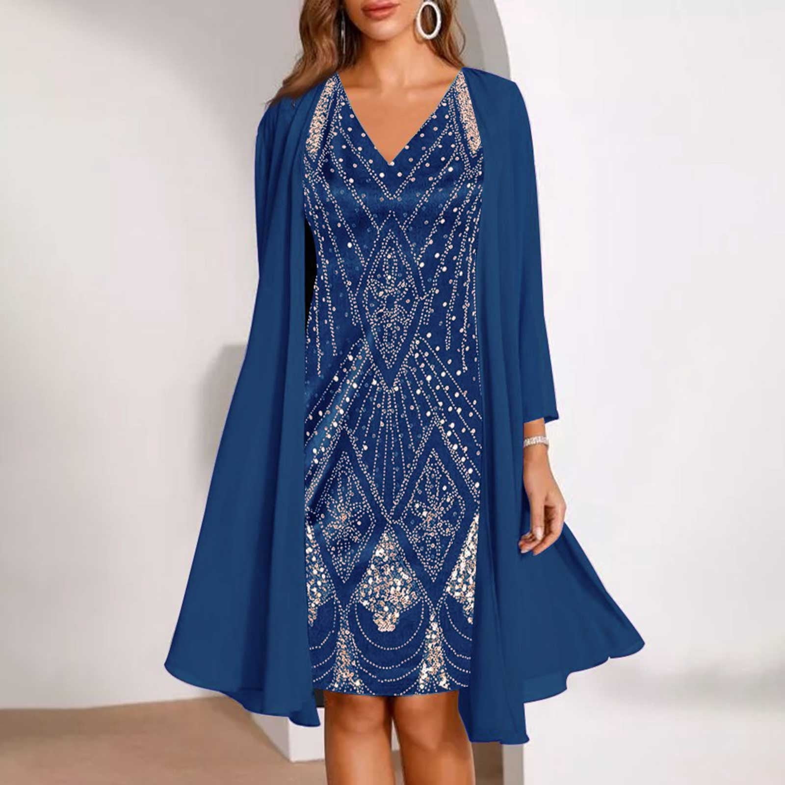 Two Piece Suit for Women Glitter Dress Mother of The Bride Wedding ...