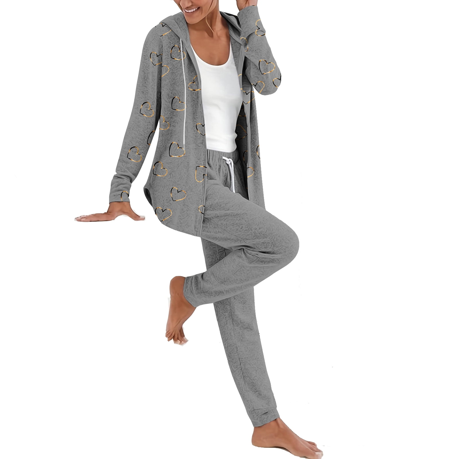 Two Piece Sweatsuit Sets for Women Long Sleeve Zip Up Hooded Jacket ...