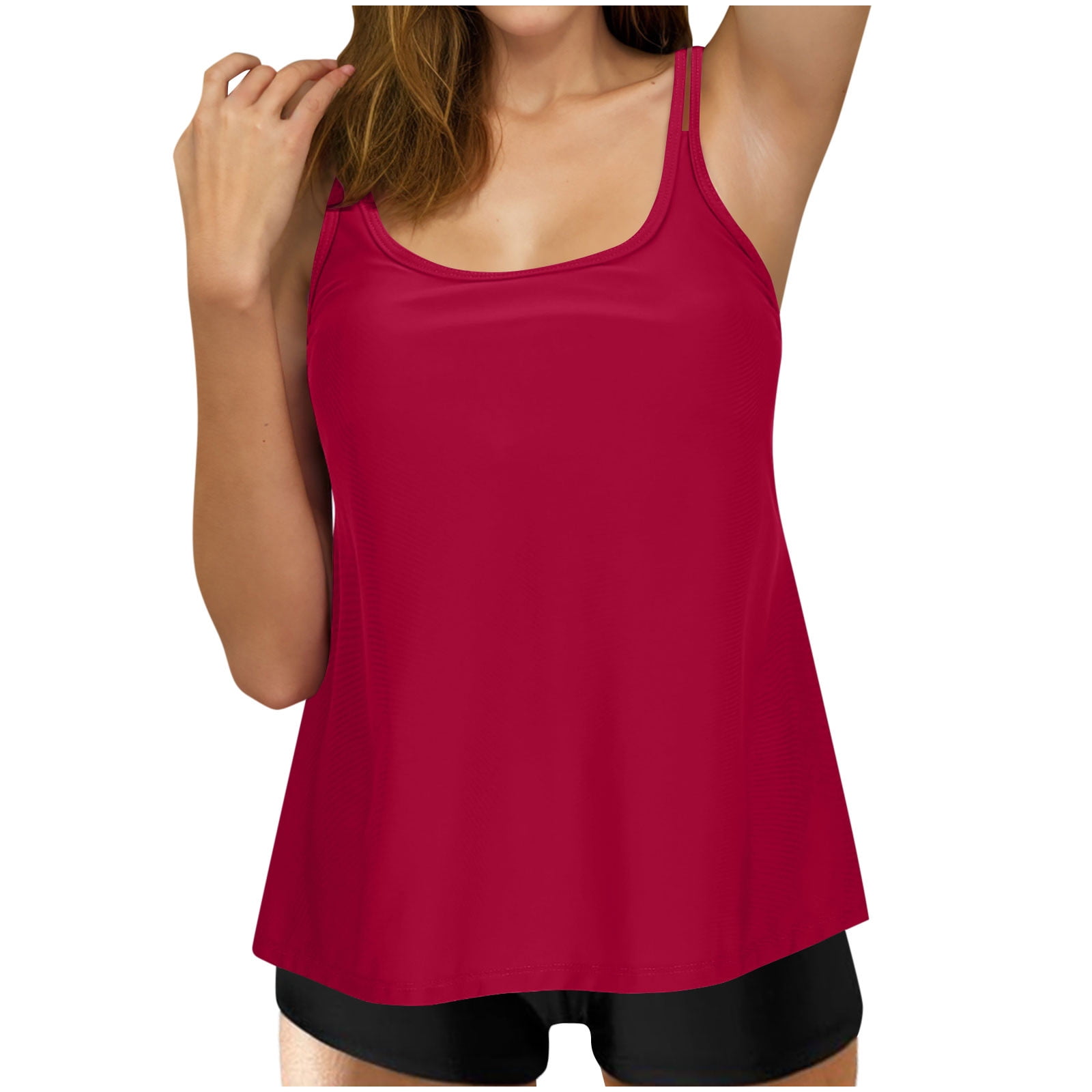 Two Piece Swimsuits for Womens Tummy Control Cover Up Tankini Swimsuit ...