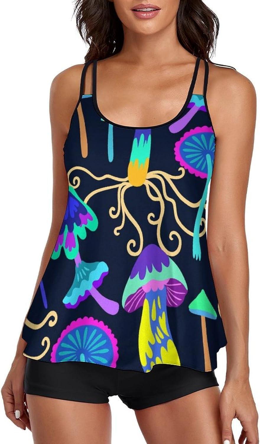 Two Piece Tankini Swimsuits Set for Women, Tummy Control Swimwear ...