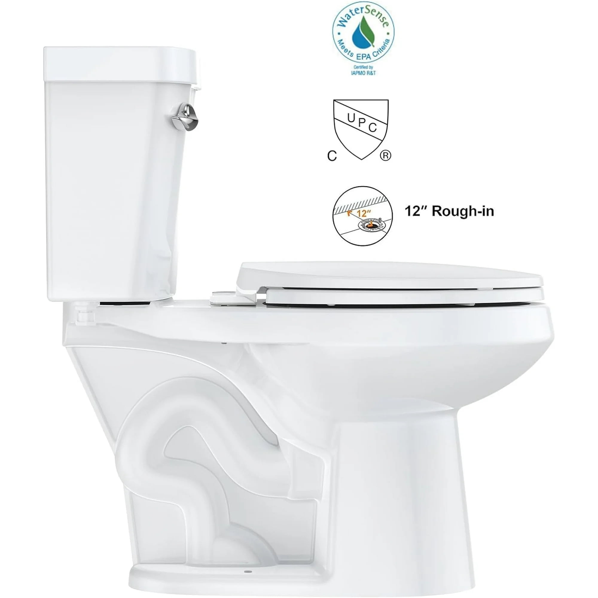 Two-Piece Toilets 1.28 GPF Two-Piece Elongated Siphonic Flush Toilet ...