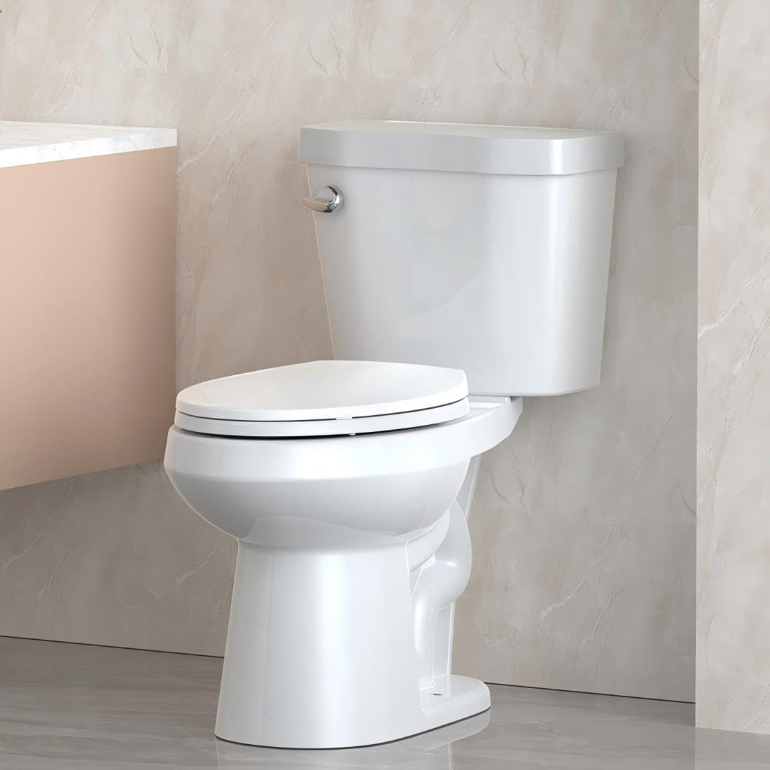 Two-Piece Toilets for Bathrooms Comfort Height Round with Soft Close ...