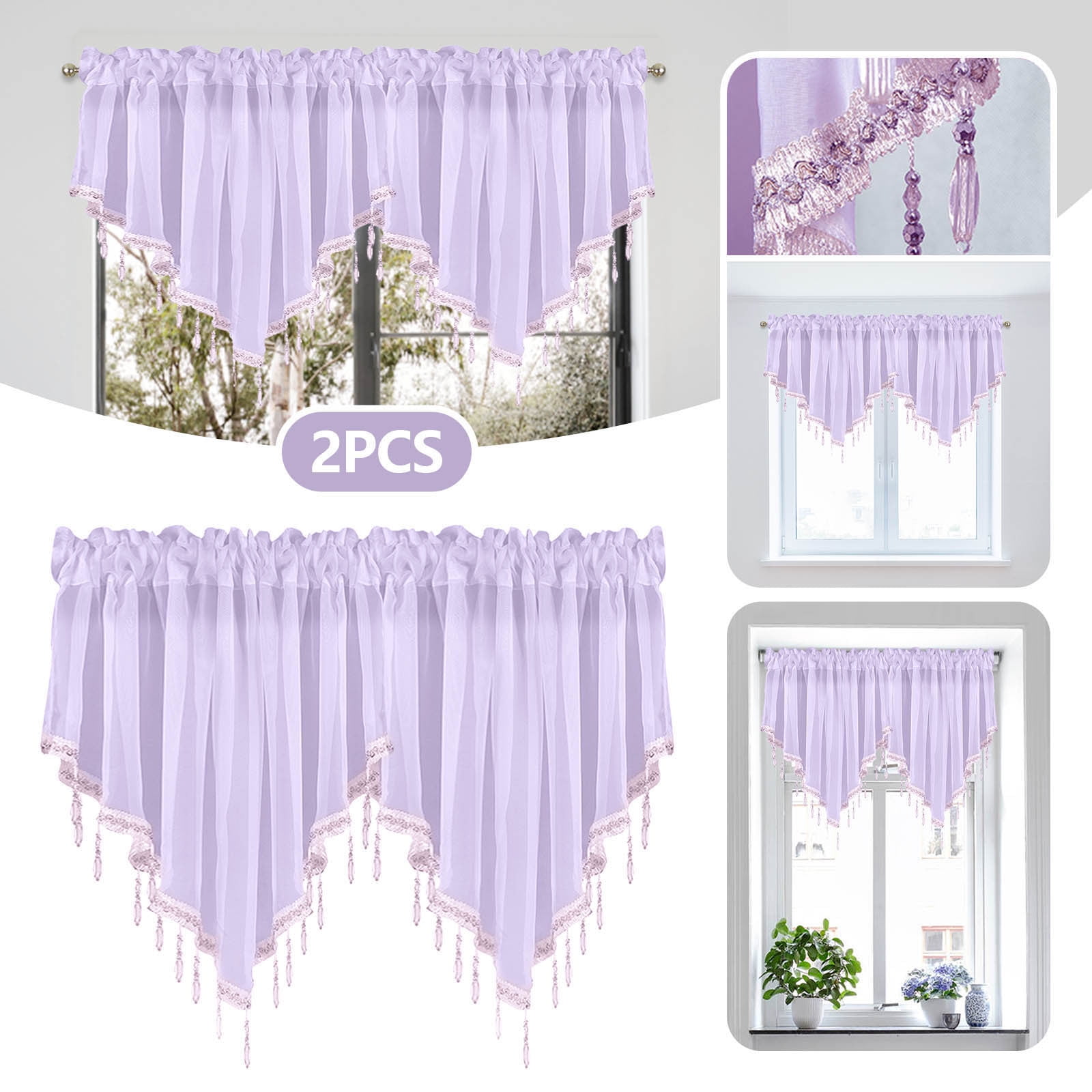 Two-Piece Triangle Curtains, Solid Finish, 51 X 24 Inch, Home Decor ...