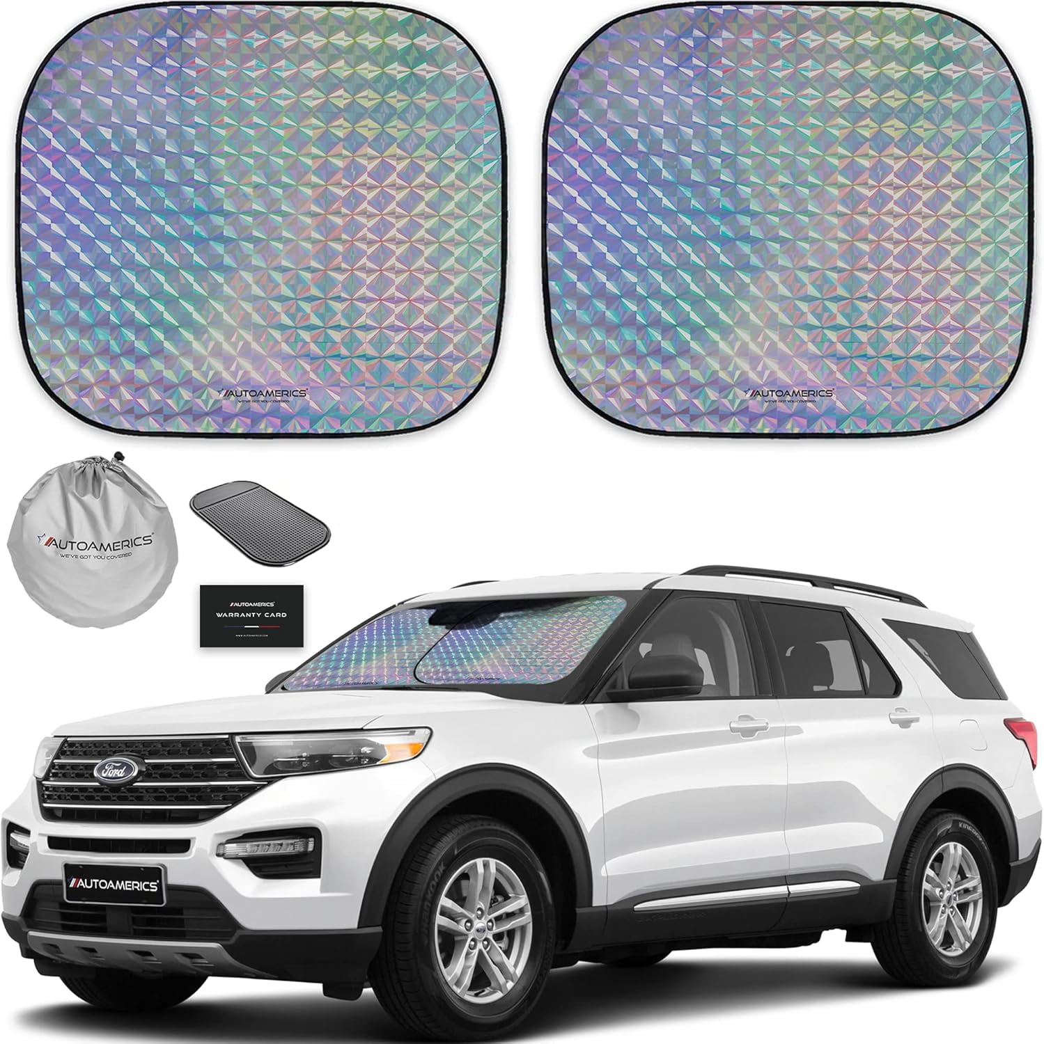 Two-Piece Windshield Sun Visor - Holographic Foldable Car Front Window ...