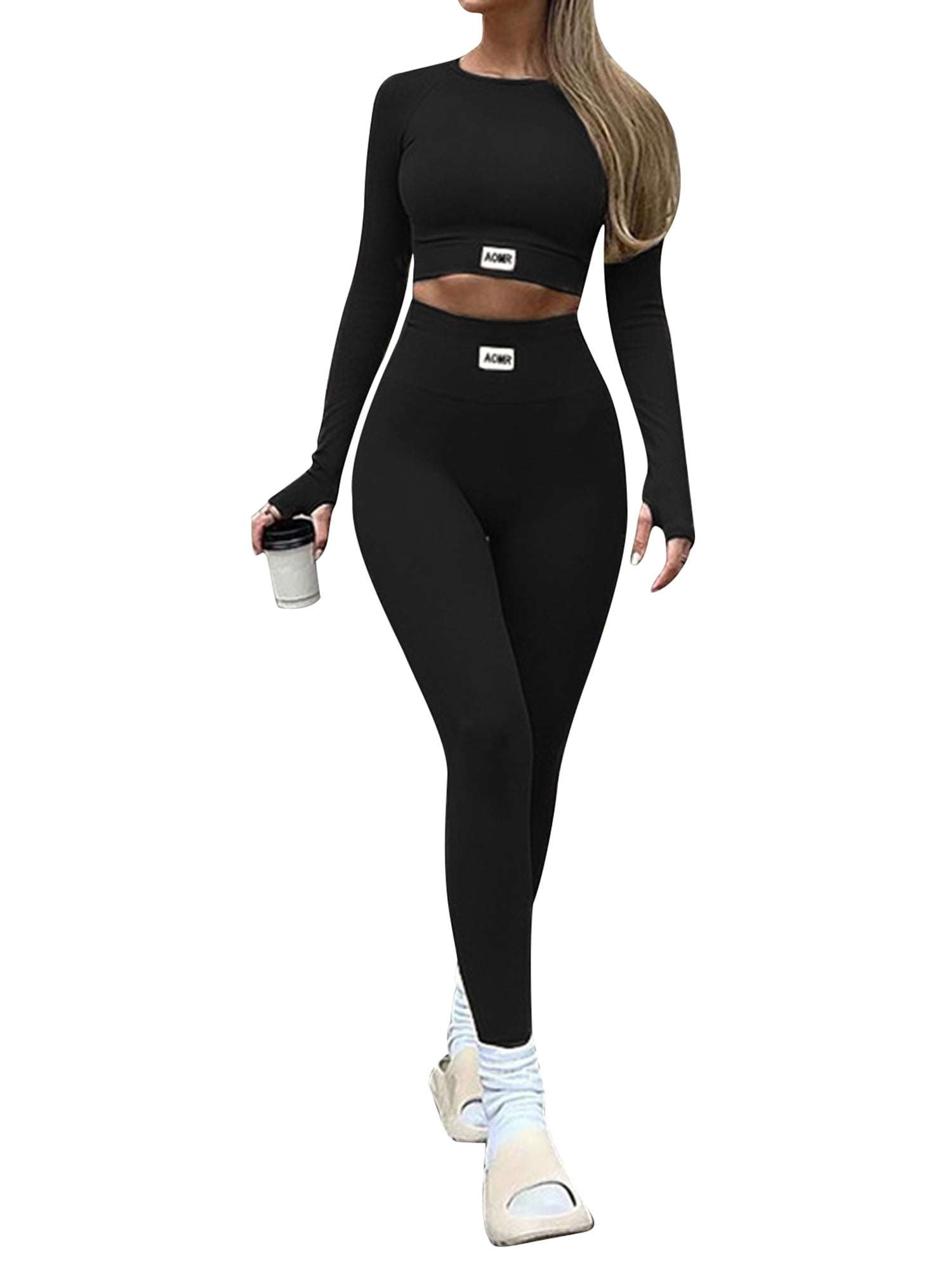 Two-Piece Workout Set Women Casual Tracksuits Streetwear Long Sleeve ...