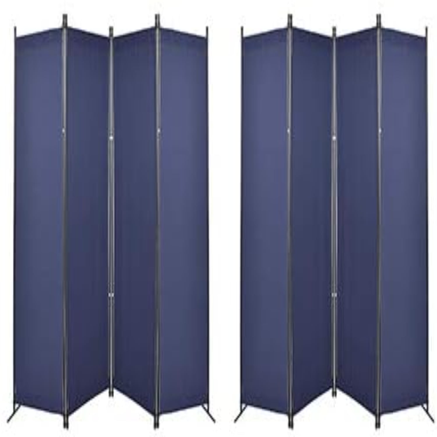 Two Pieces Room Dividers 4 Panel Privacy Screens Folding Steel Frame ...