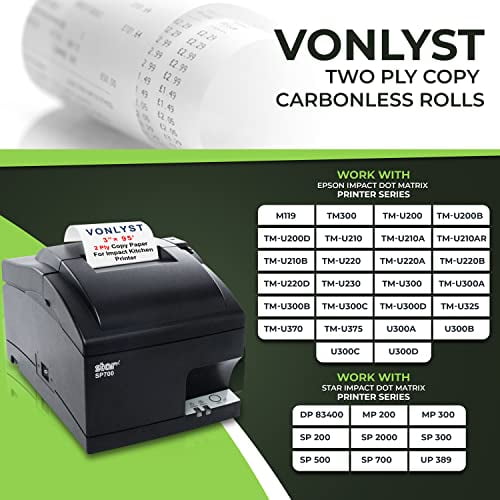 Two Ply Copy Carbonless Rolls 3x95 White/Canary for Clover Kitchen ...