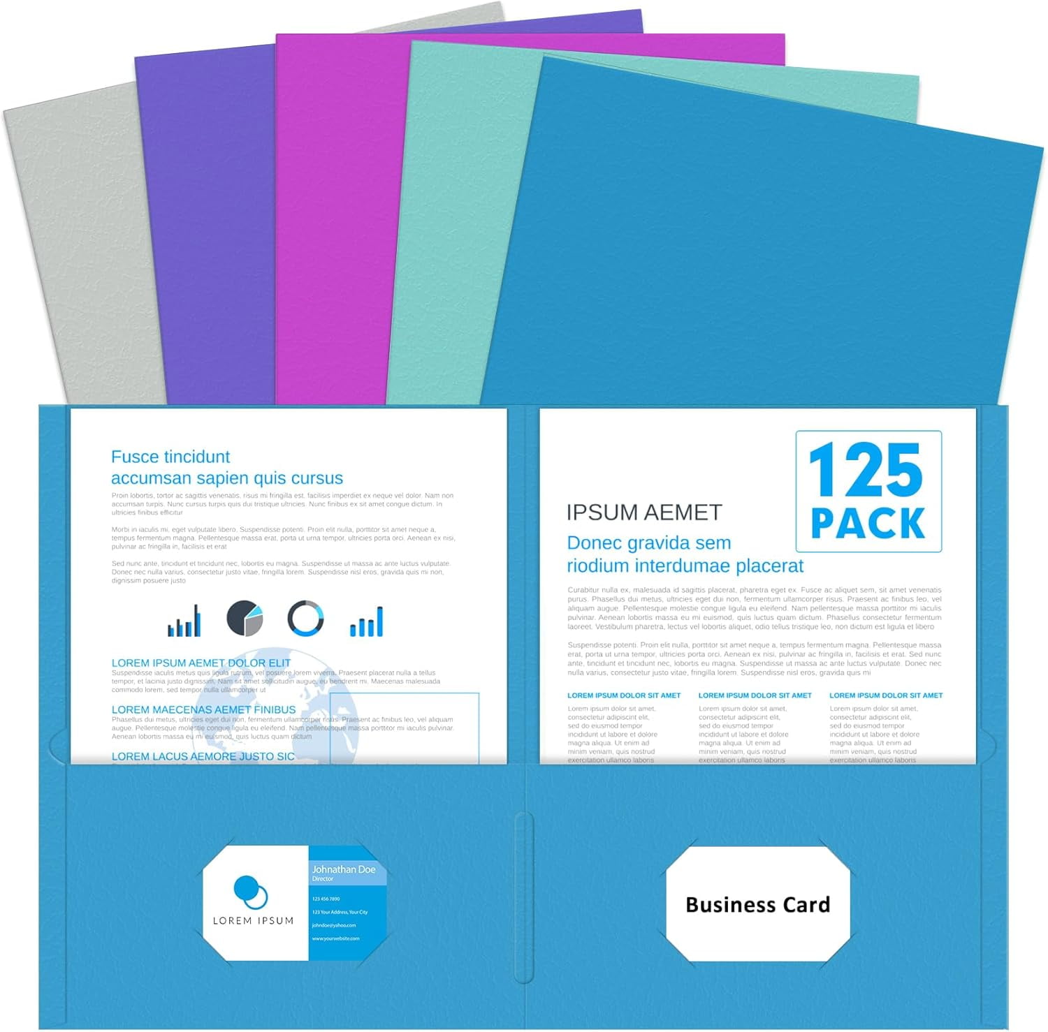 Two Pocket Foers, 125 Pack 2 Pocket Foers, Letter Size Paper File Foer ...