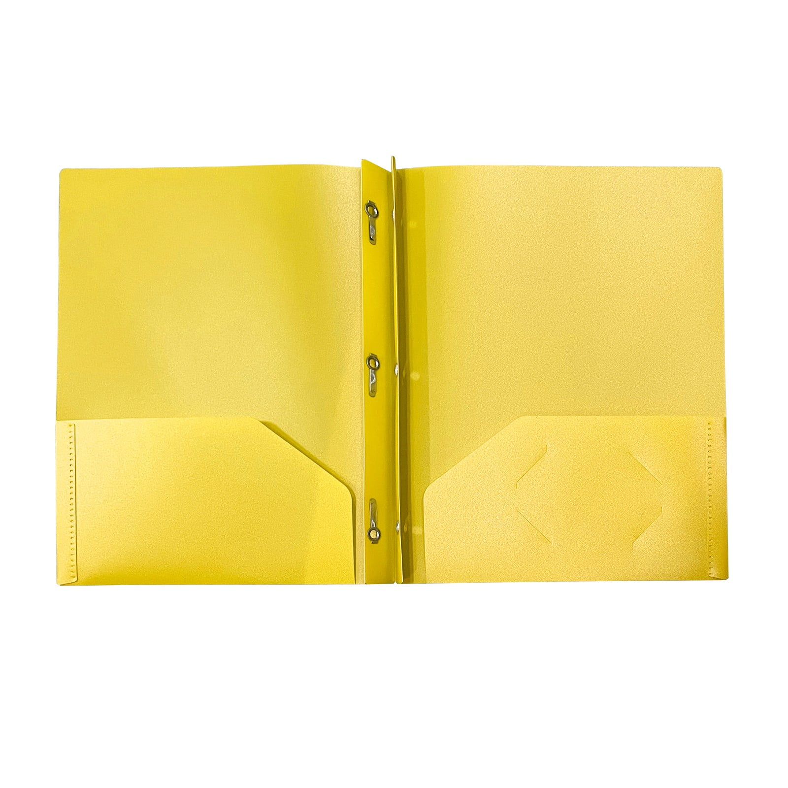Two Pocket Folder Three Hole Punch Prong Fasteners Colored Plastic Poly ...