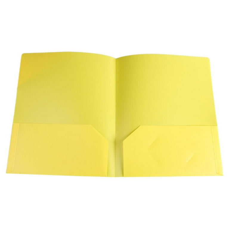 plastic folder with brads yellow