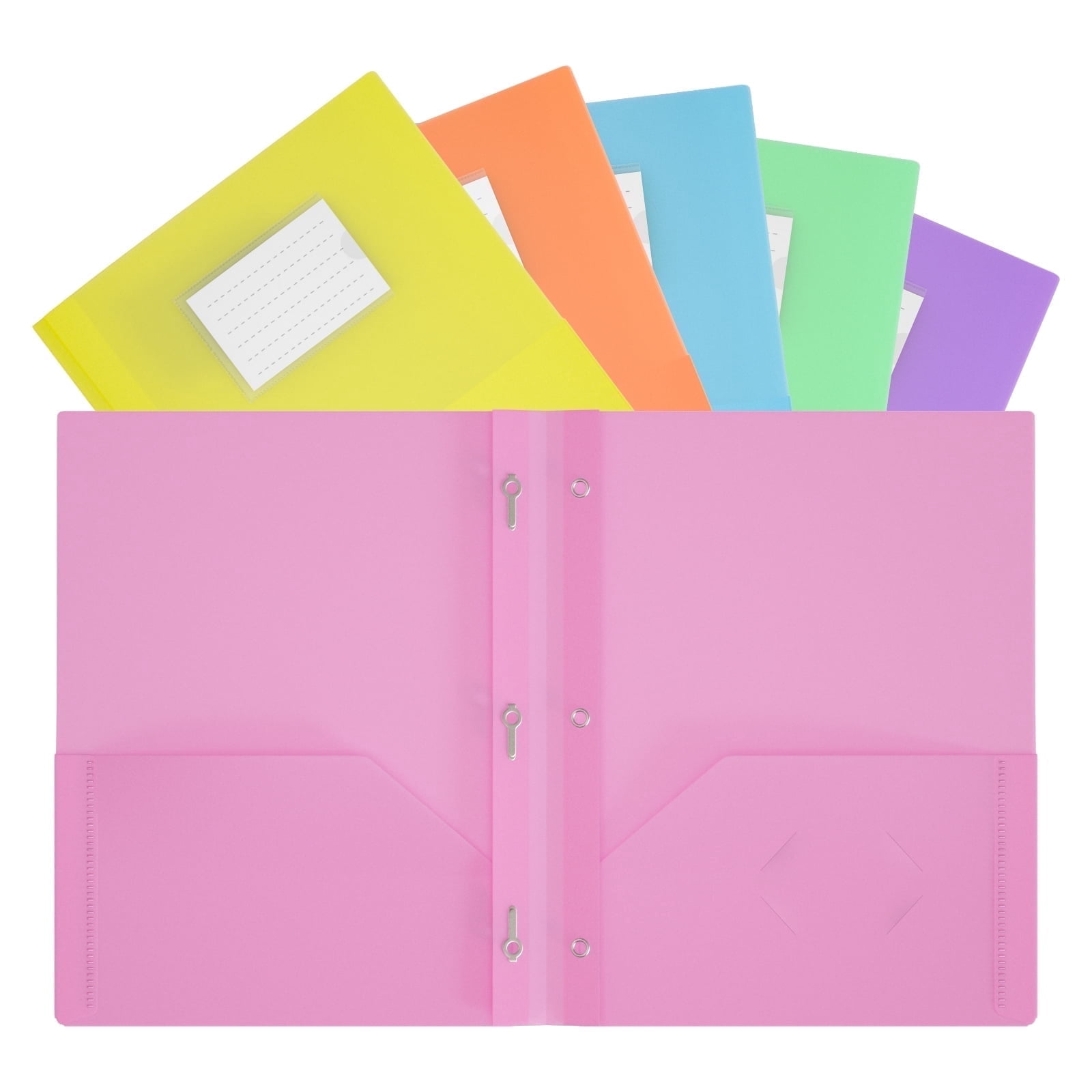 Two Pocket Folders with Prongs,DoDoMagxanadu 6 Pack Plastic Folders for ...