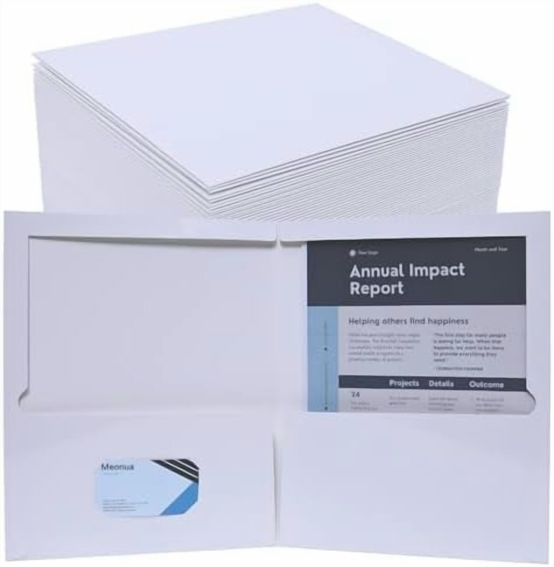 Two-Pocket Folders White Glossy Laminated Paper Folder, Letter Size ...