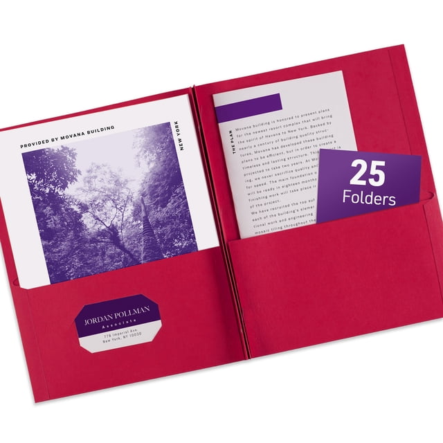 Avery Two Pocket Folders with 3 Prong Fasteners, 25 Red Paper Folders ...